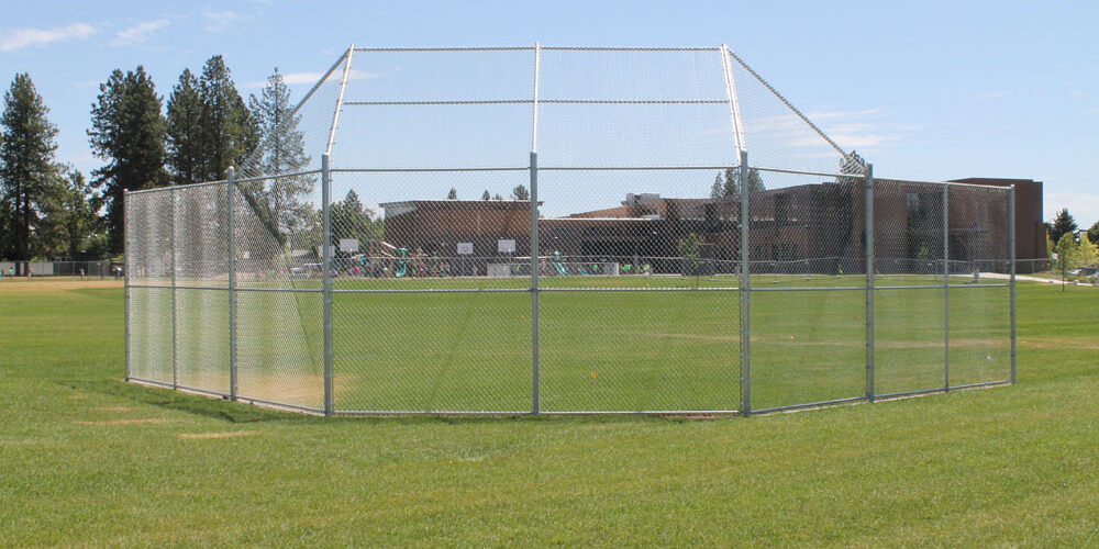 Chain Link School Backstop – 12 FT w/ Hood | Northwest Fence Company